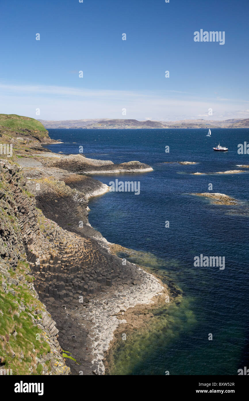 Polygonal basalt, Staffa, off Isle of Mull, Scotland, United Kingdom ...