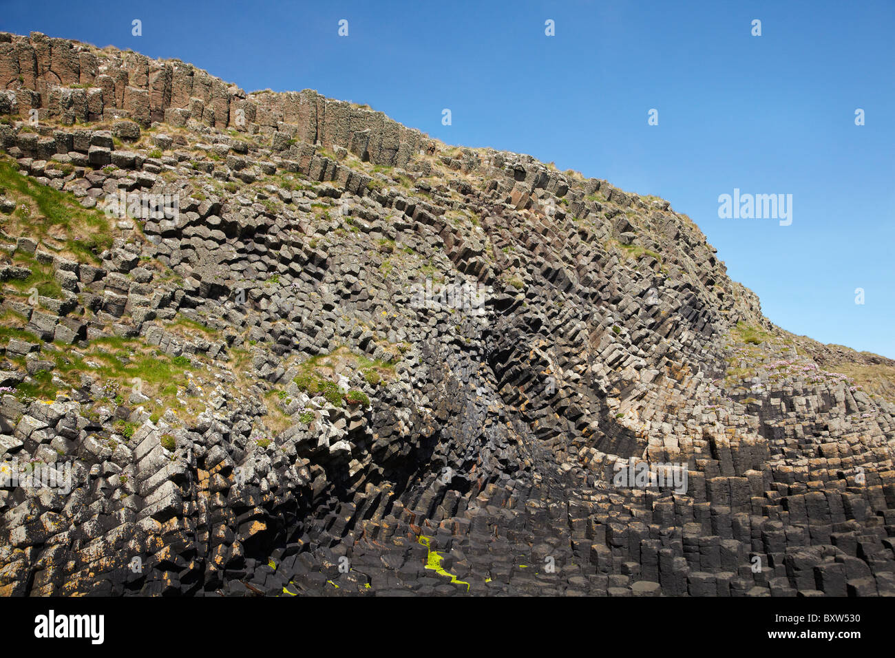 Polygonal basalt, Staffa, off Isle of Mull, Scotland, United Kingdom ...