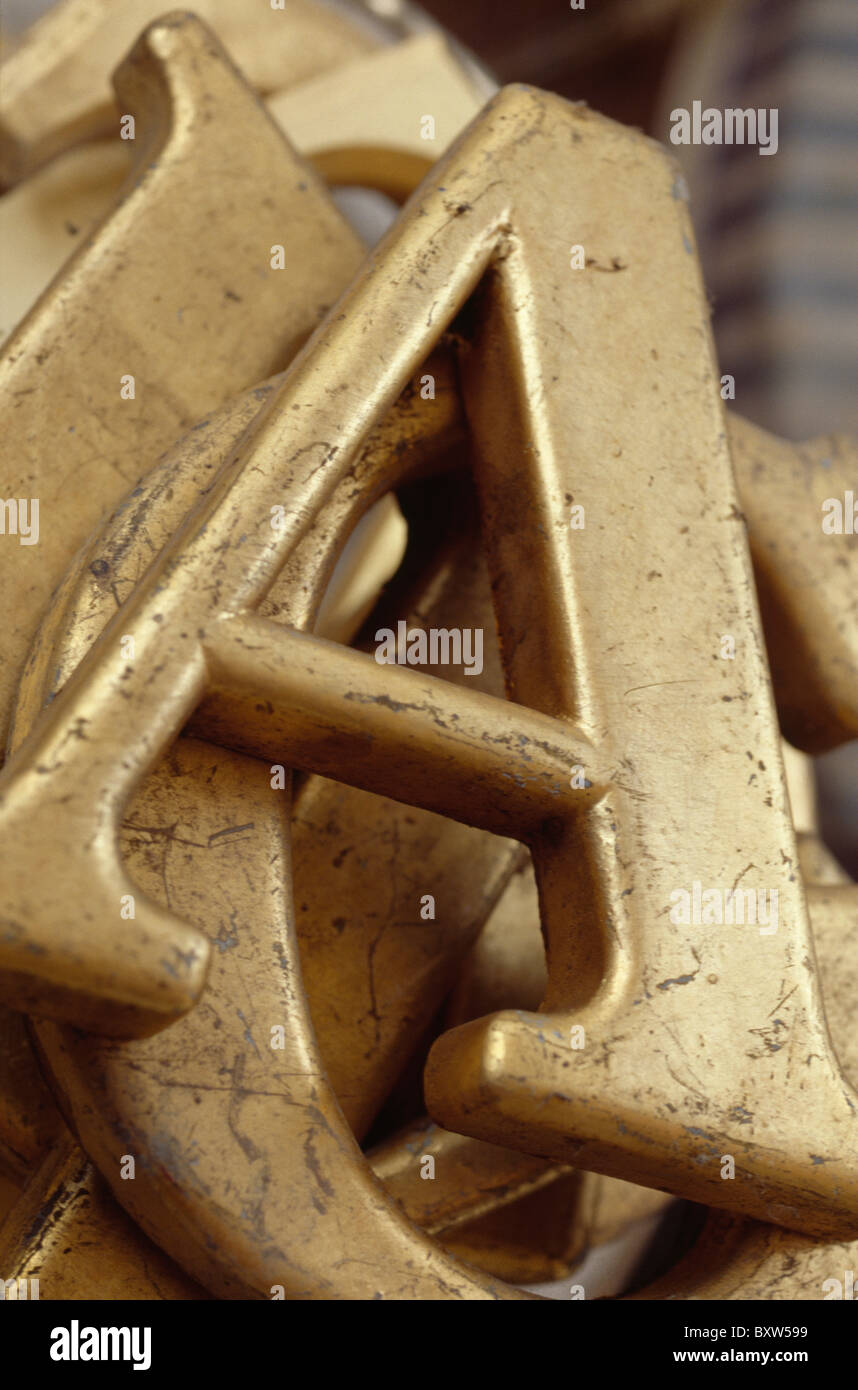 Letter a gold hi-res stock photography and images - Alamy