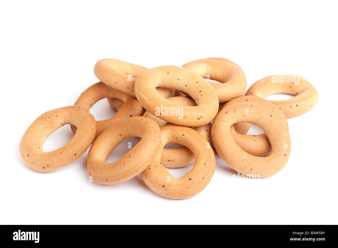 Bread rings isolated on white background Stock Photo - Alamy