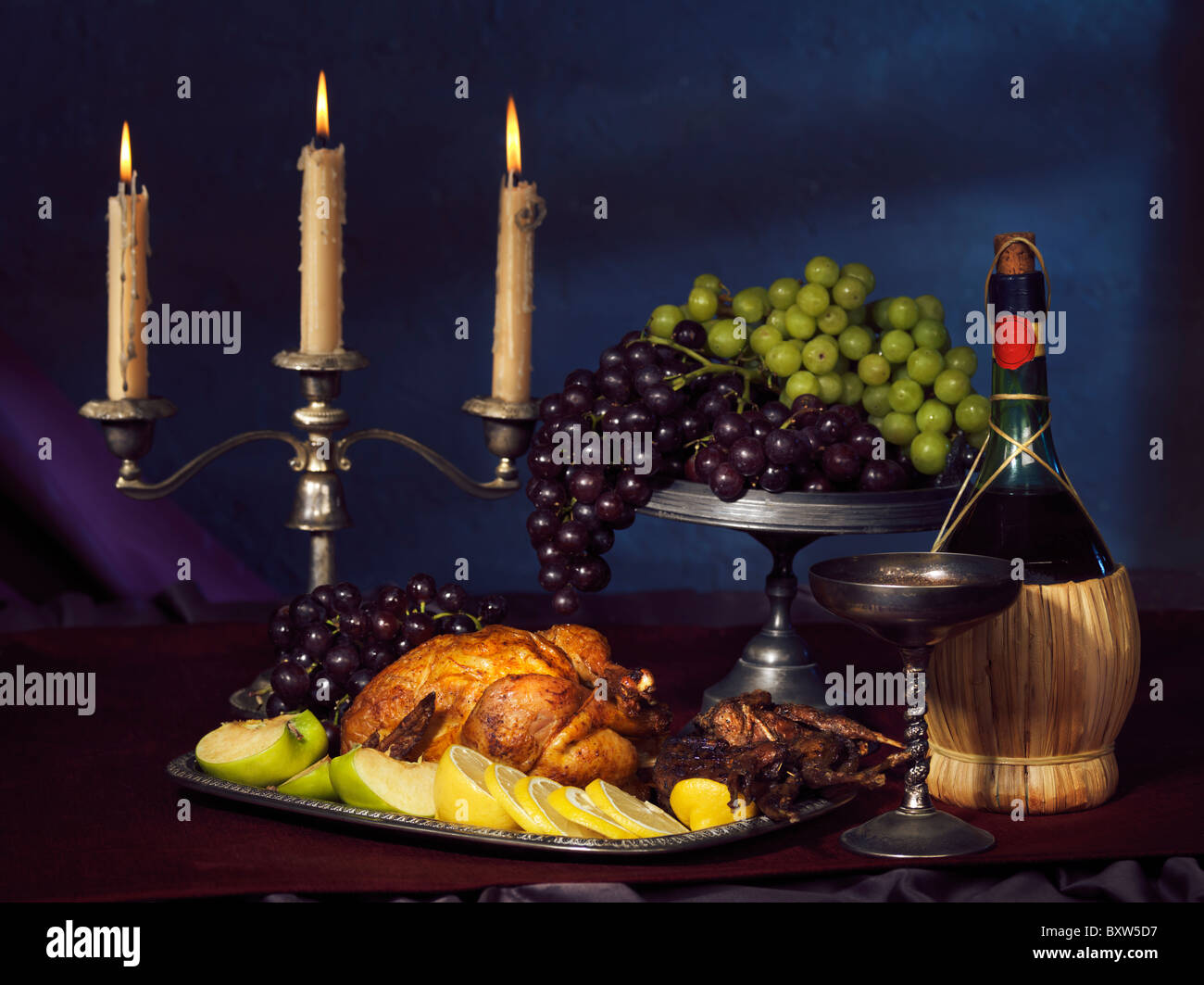 Artistic food still life of festive meal on a table Stock Photo - Alamy