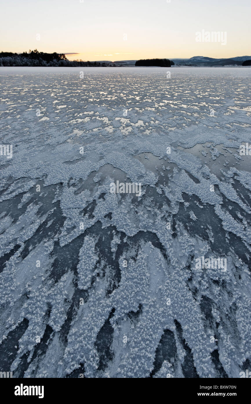 The ice covered Lake of Menteith, Stirling Region, Scotland, UK. In the ...