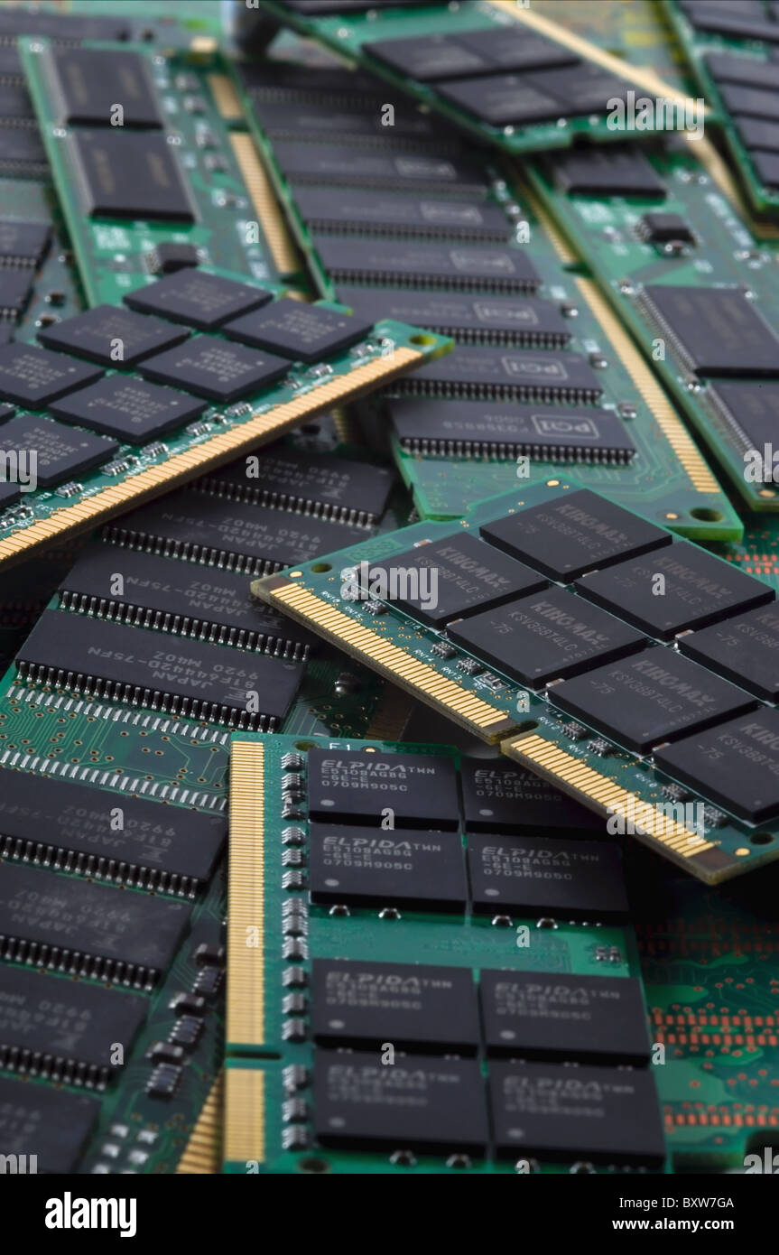 Pile of Computer Memory (portrait version Stock Photo - Alamy