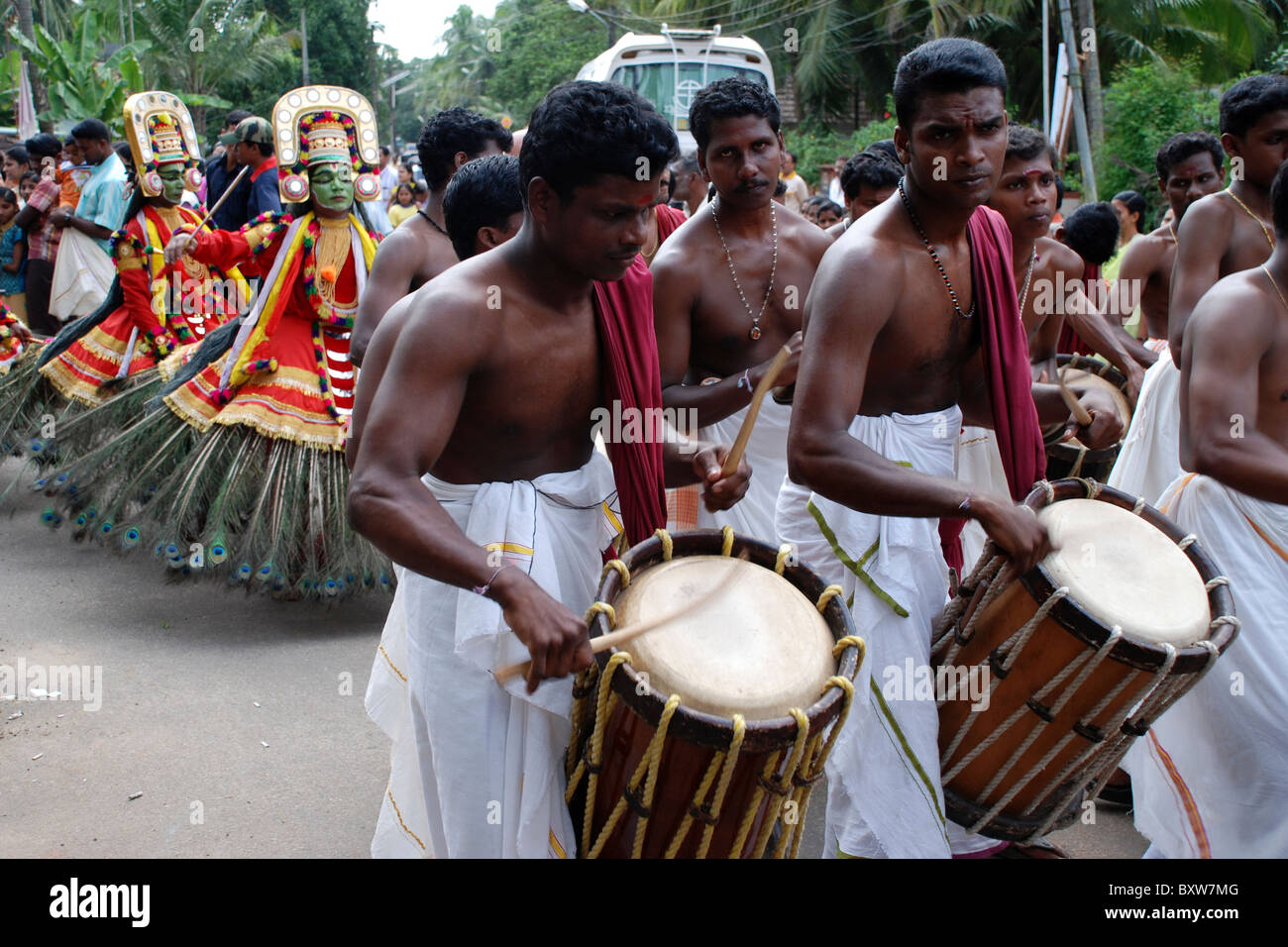 traditional dancers with colourful costumes chenda drummers from a ...