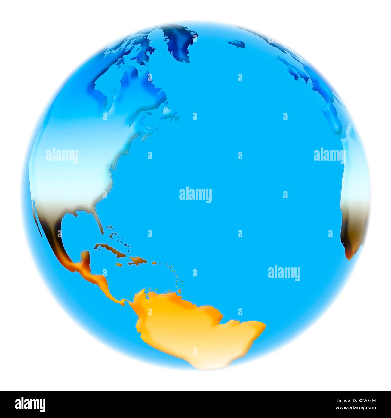 terrestrial sphere country and ocean in air sight Stock Photo - Alamy