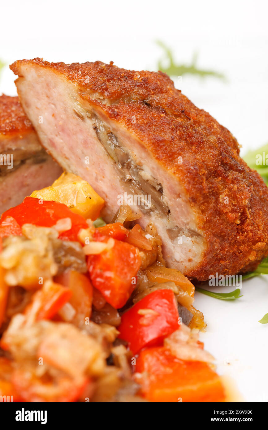 fillet with cheese and vegetables Stock Photo - Alamy
