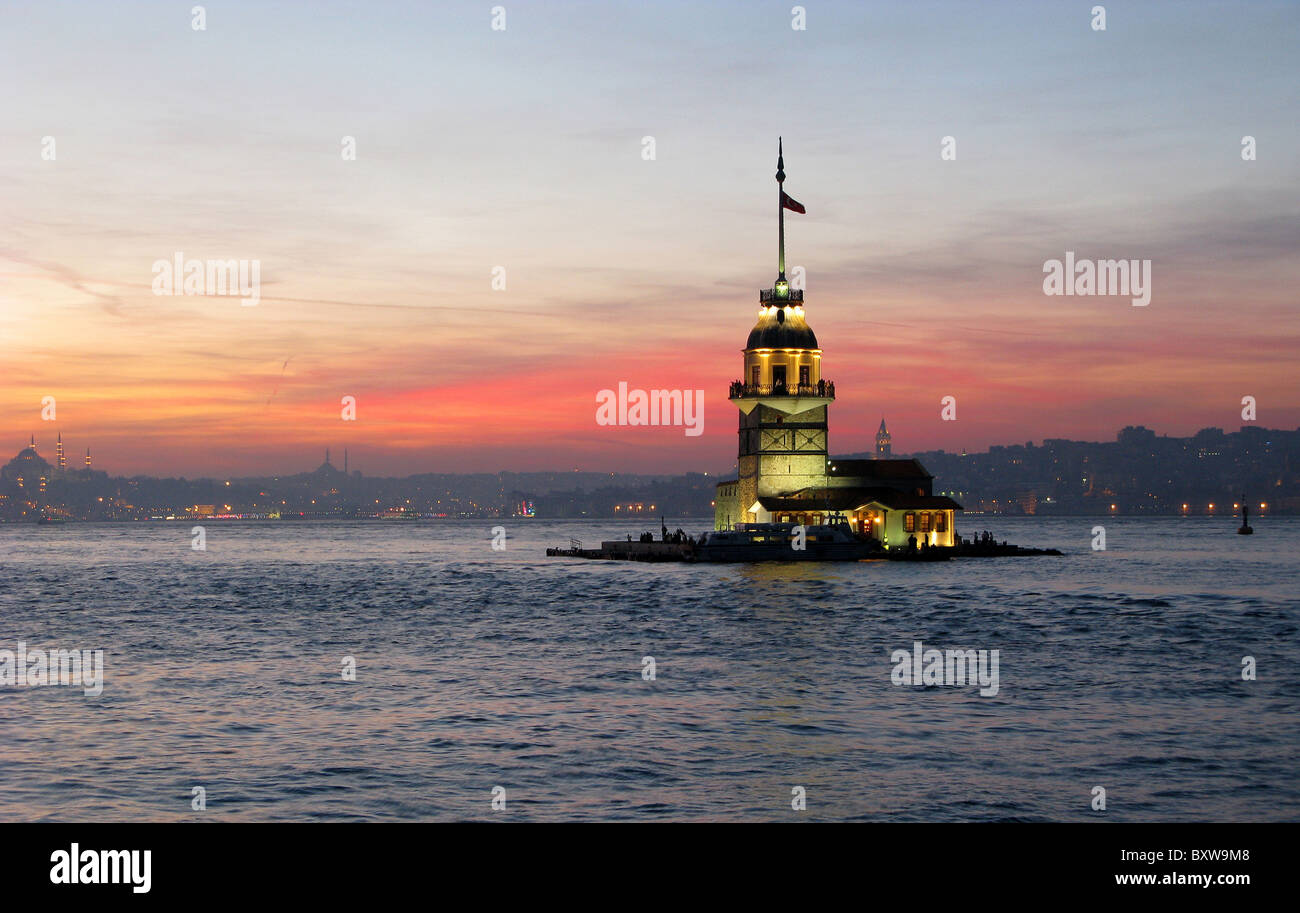 Turkey, Istanbul : Maiden's Tower, also known as the Leander's Tower ...