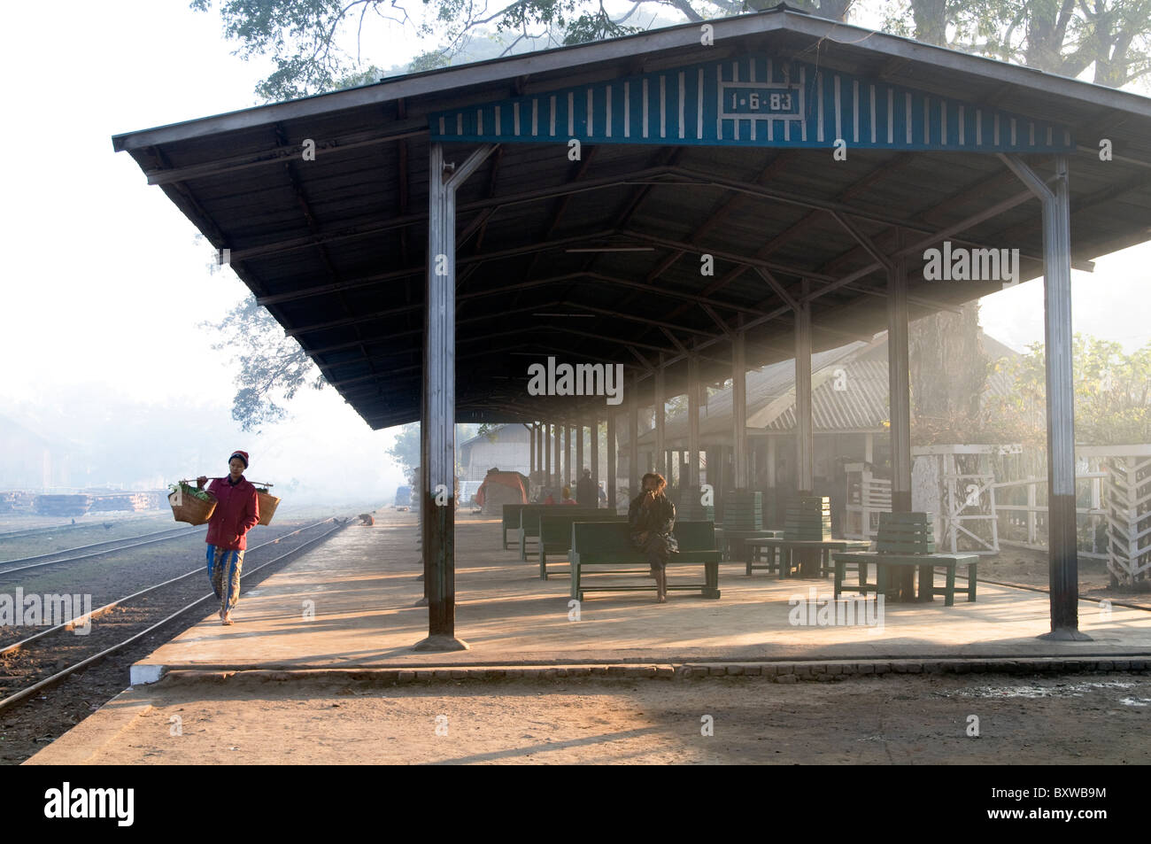 MYANMAR (BURMA). TRAIN STATION IN KATHA, WHERE GEORGE ORWELL'S 'BURMESE ...