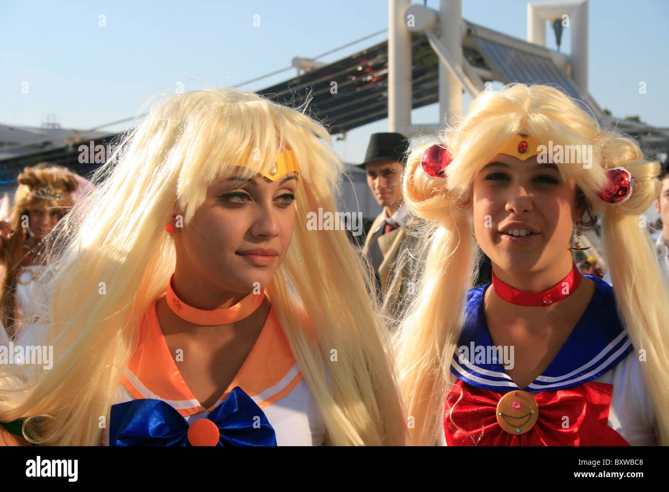 people dressed as cosplay characters at romics trade show in rome 2010 ...