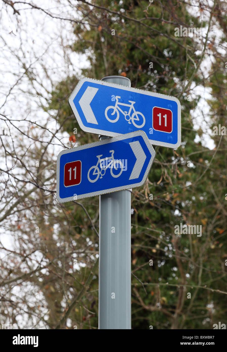 Cycle route way sign England Stock Photo - Alamy