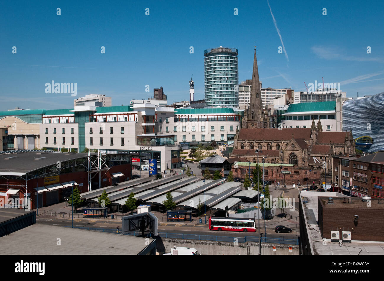 Birmingham city centre showing Rotunda, St. Martin's and Rag Market ...