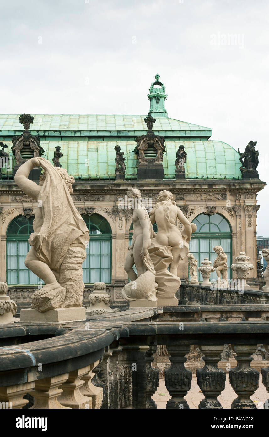STATUES OVERHANGING "NYMPHENBAD" NYMPH BATH "ZWINGER" BAROQUE PALACE ...