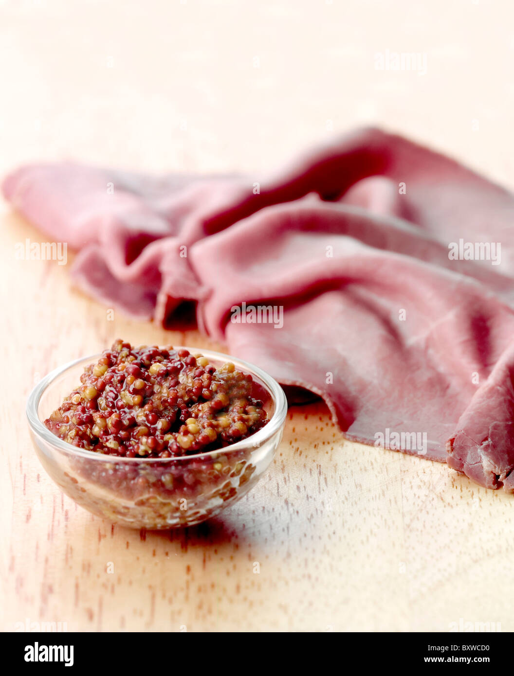 Sliced Beef and Wholegrain Mustard Stock Photo - Alamy