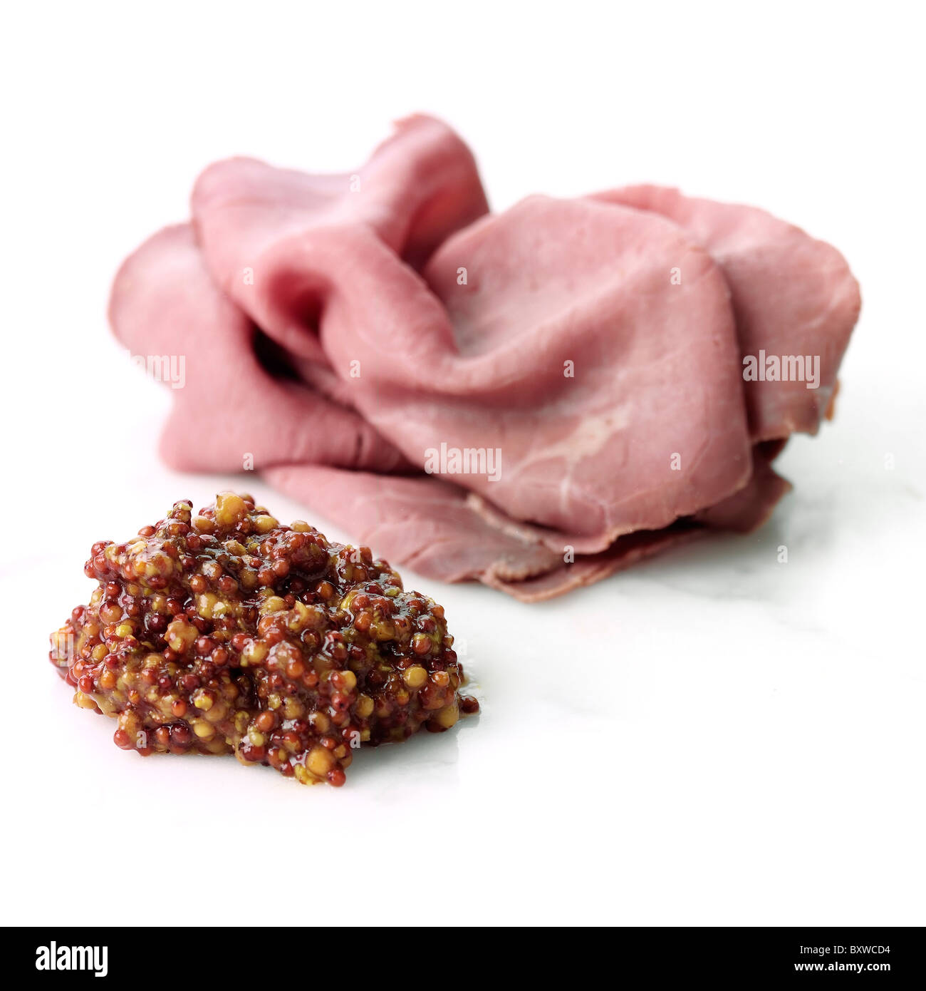 Sliced Beef and Wholegrain Mustard Stock Photo - Alamy