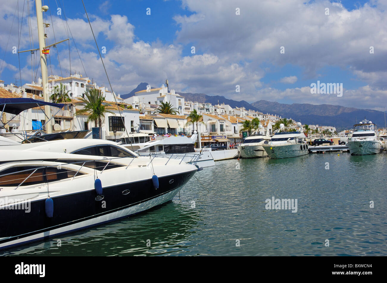 Exclusive yacht harbour of Puerto Banús, Marbella, Costa del Sol ...
