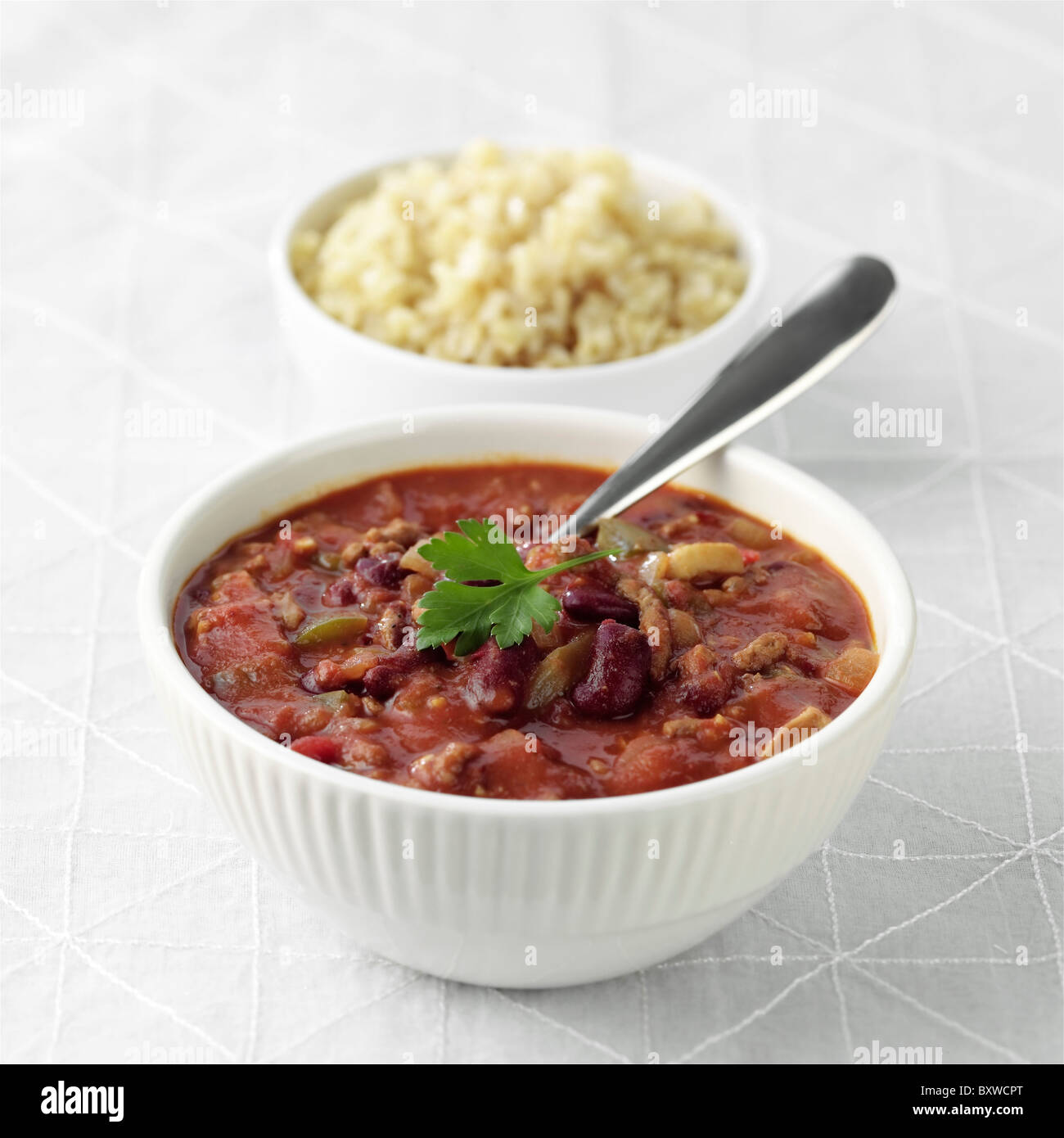Chili beef and rice Stock Photo - Alamy