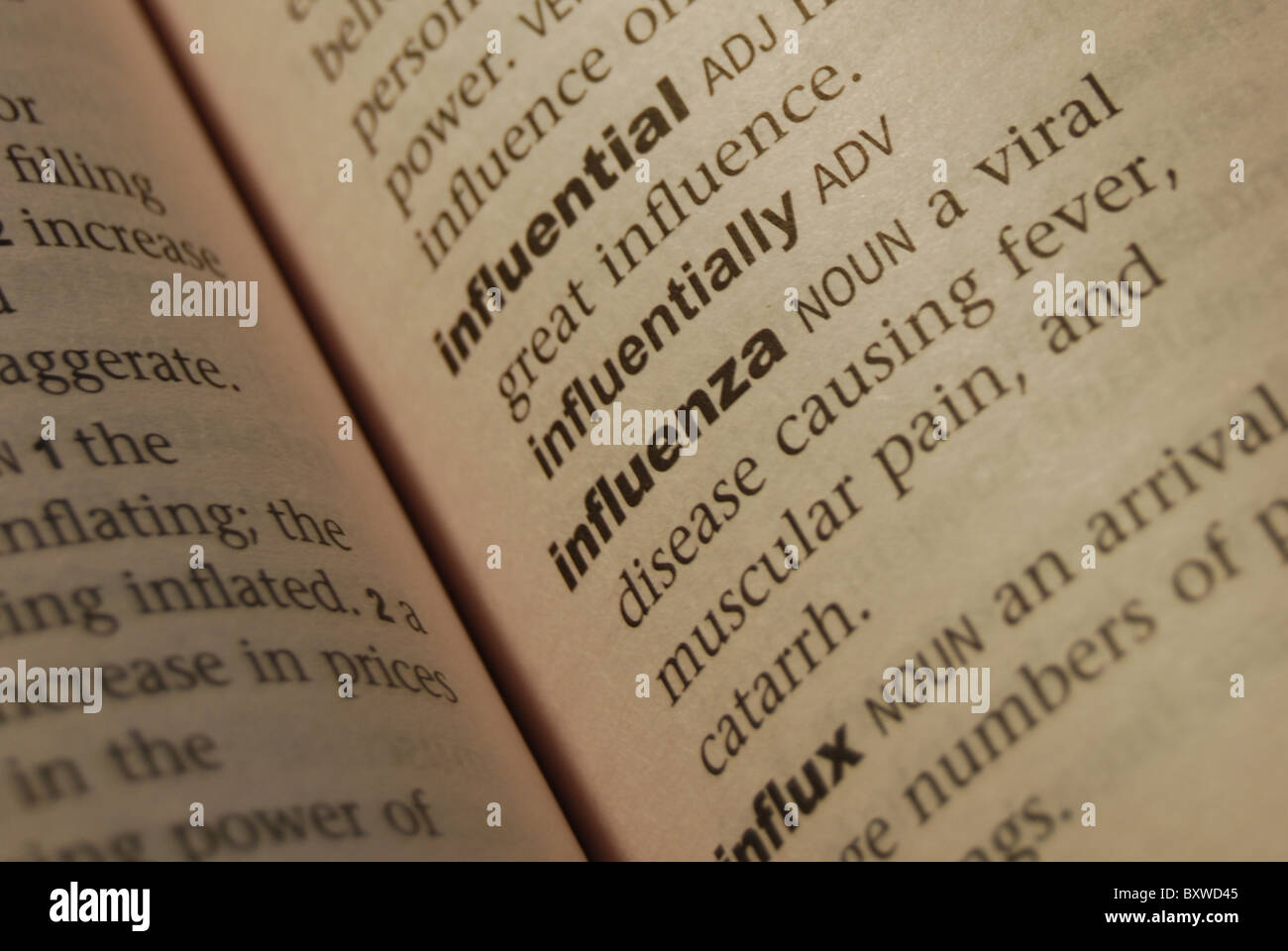 A Photo Illustration of the word Influenza shown in close-up in a ...