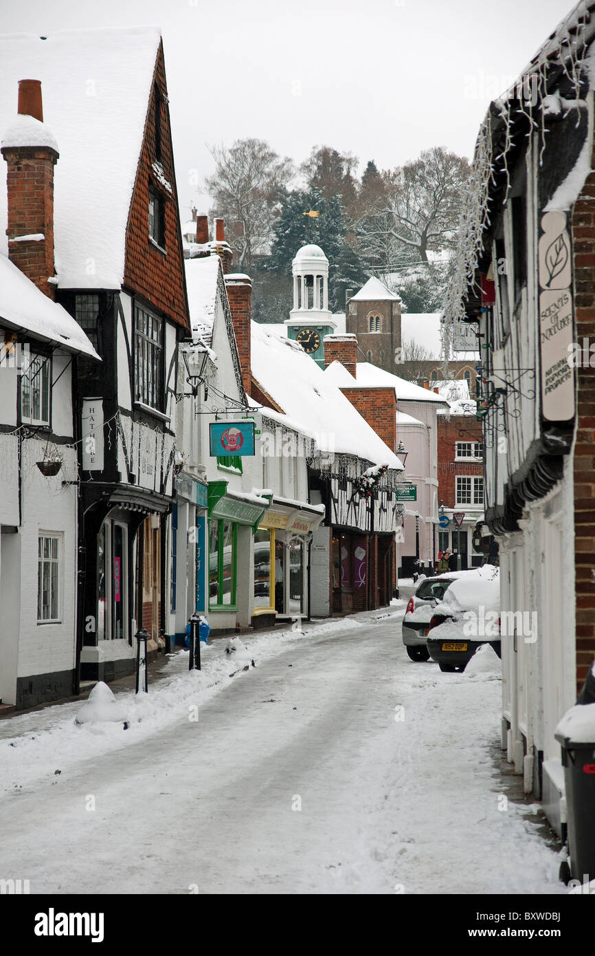 Church Street in the snow in Godalming Surrey Stock Photo - Alamy