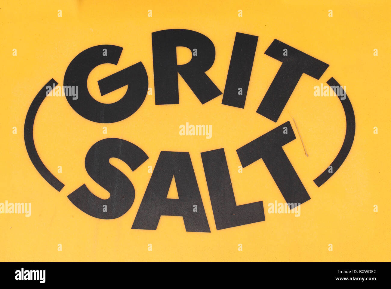A generic Grit Salt' symbol on a roadside container in Leicester Stock ...