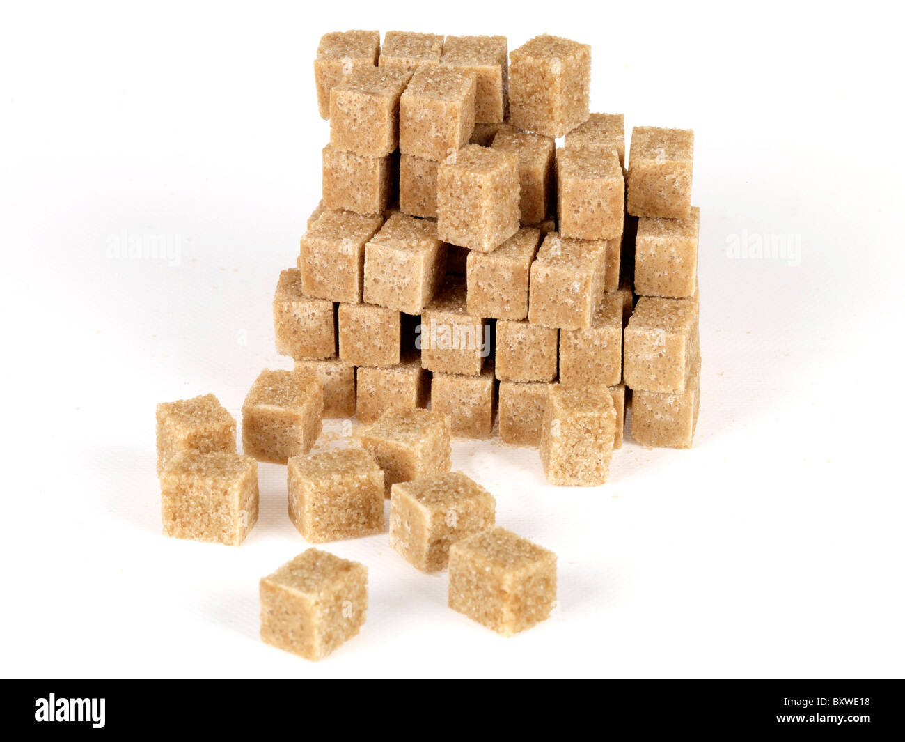 Brown sugar cubes lumps sweetener sweet natural fairtrade pile stack hi ...
