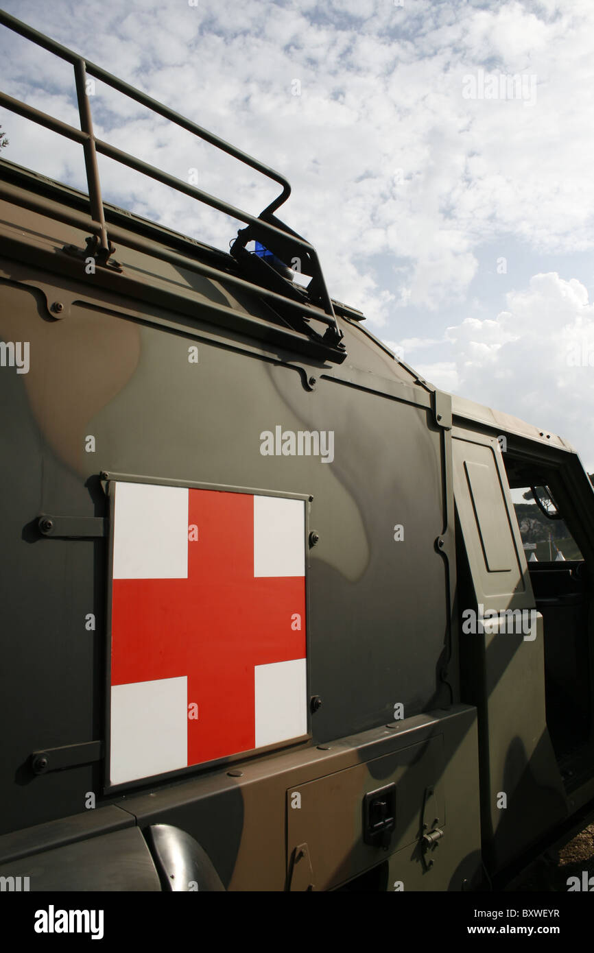 red cross military field hospital truck lorry outdoors in sun Stock ...