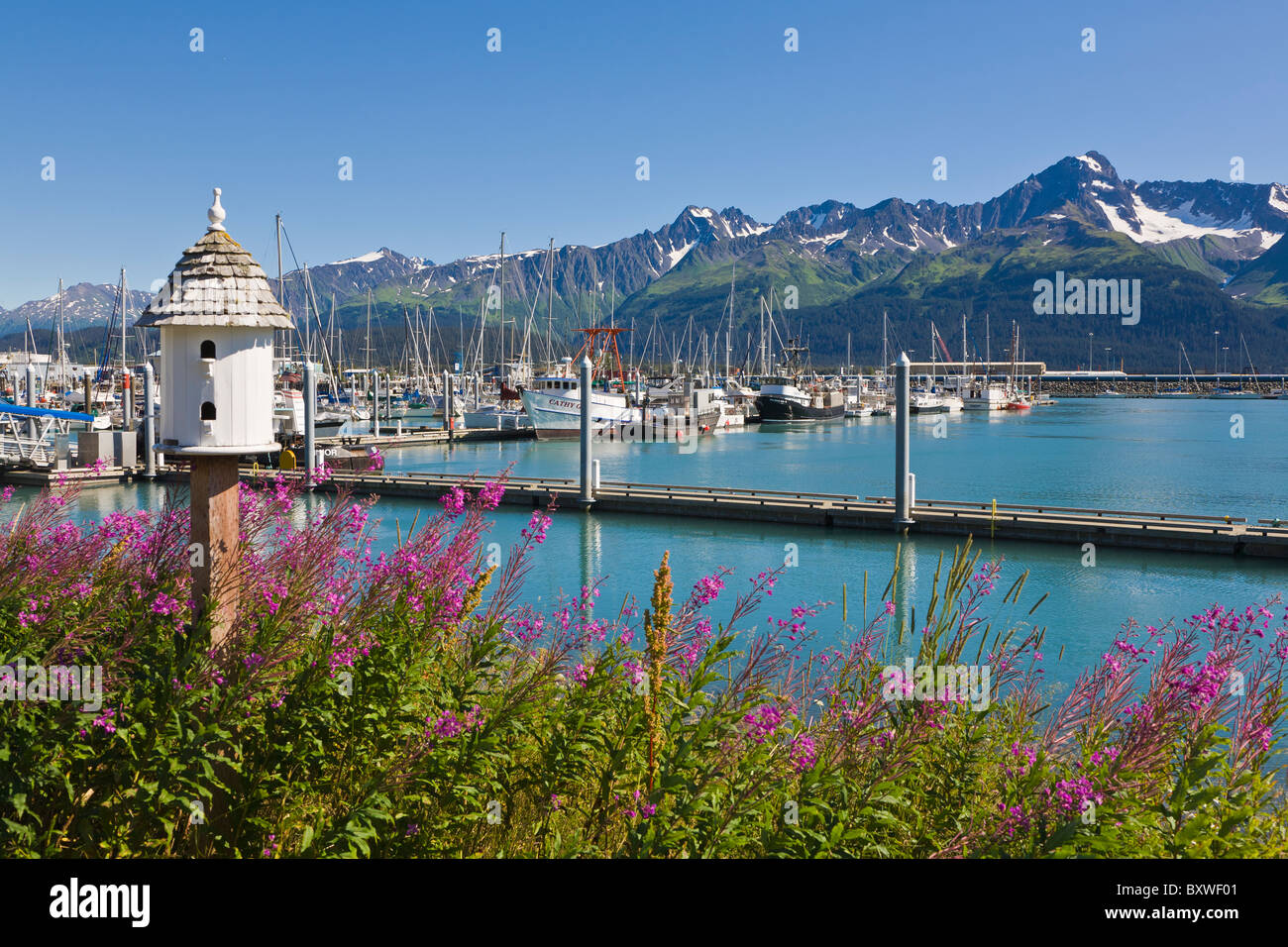 Harbor boat mountains hi-res stock photography and images - Alamy