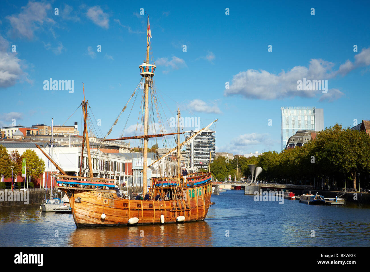The Matthew boat sailing through Bristol Harbourside. The Matthew was ...