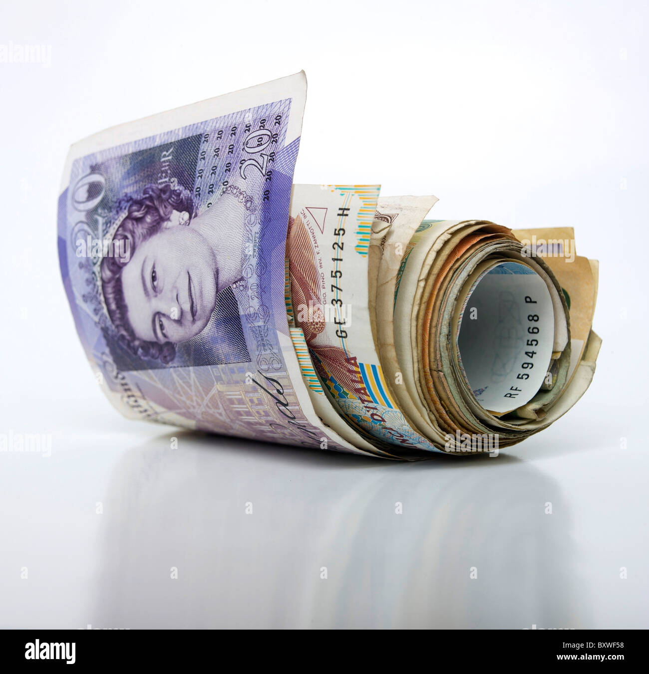 British banknote rolled up hi-res stock photography and images - Alamy