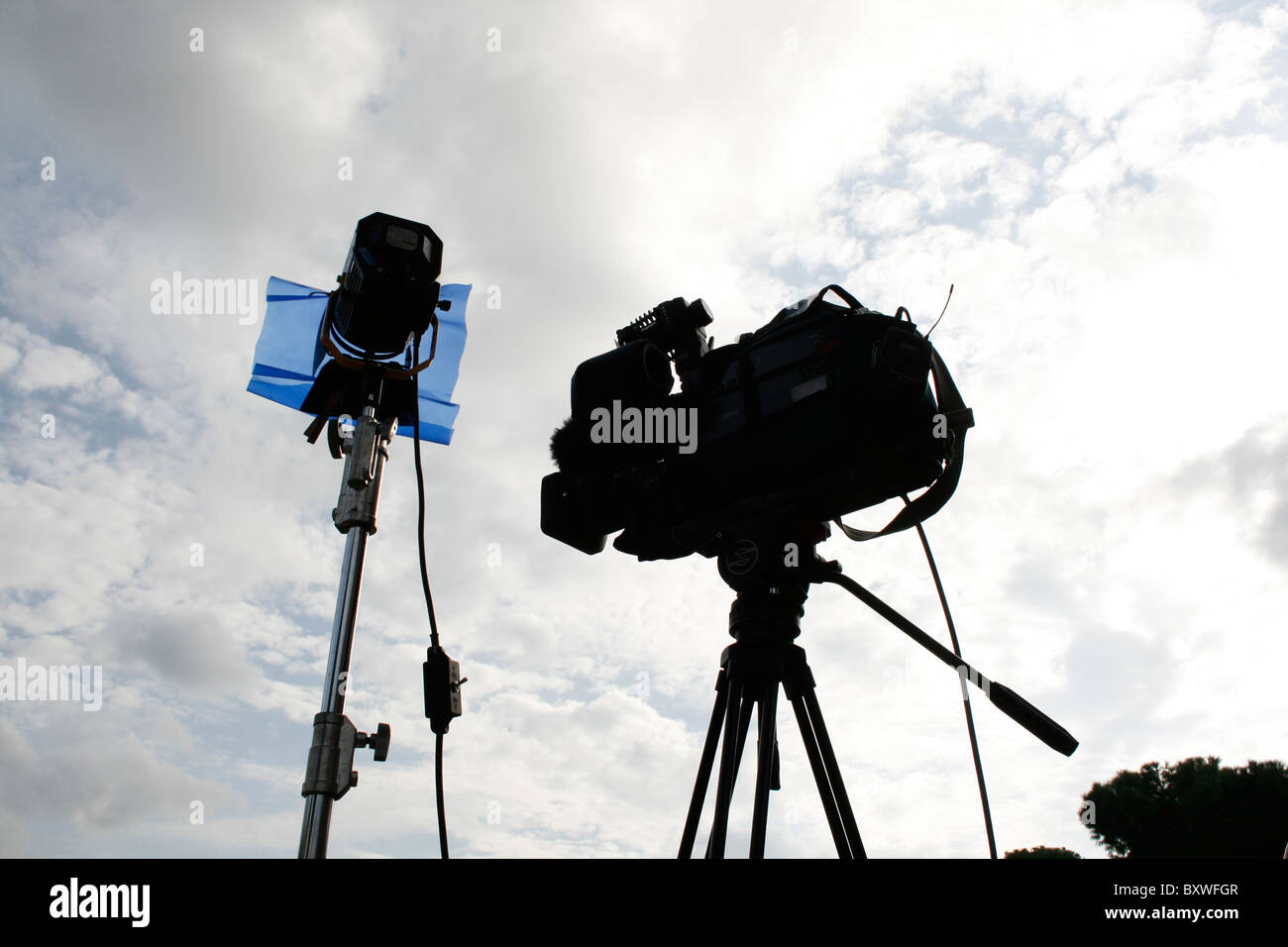 tv camera and barn doors light outdoors Stock Photo - Alamy