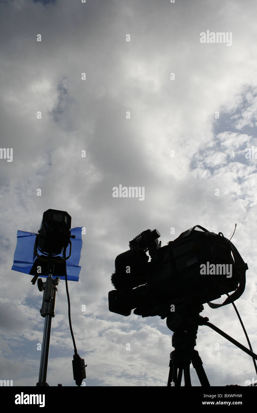 tv camera and barn doors light outdoors Stock Photo - Alamy