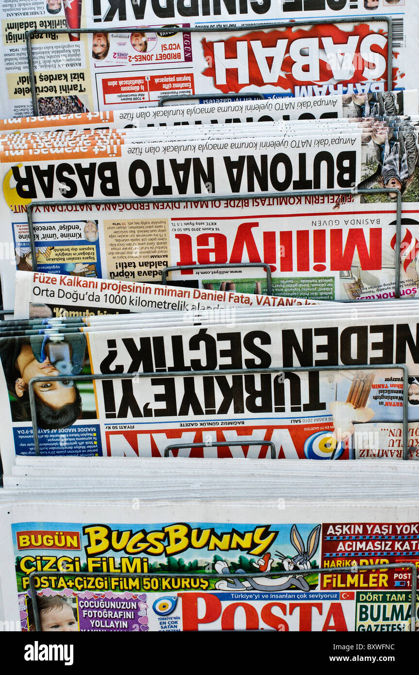 ISTANBUL, Turkey / Türkiye — Newspapers for sale on a stand in Istanbul ...