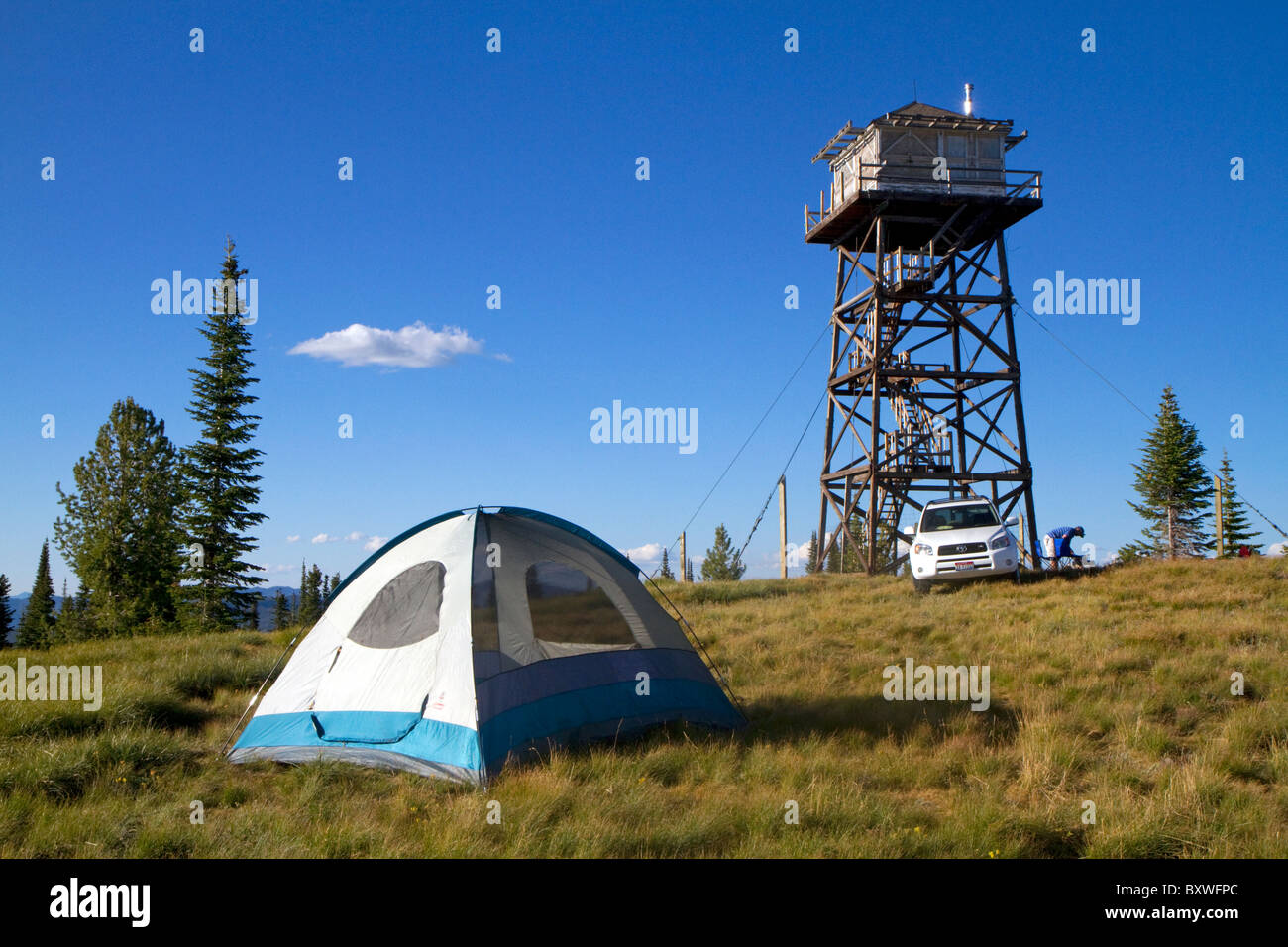 Camping near the Green Mountain Lookout tower along the Magruder ...