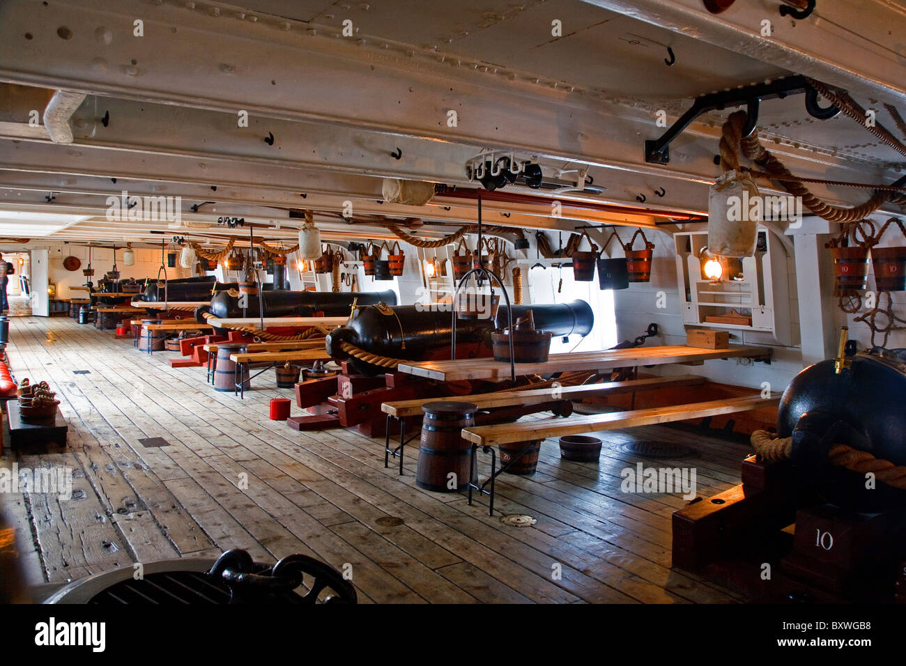 HMS Warrior gun deck Portsmouth Historic Dockyard Stock Photo - Alamy