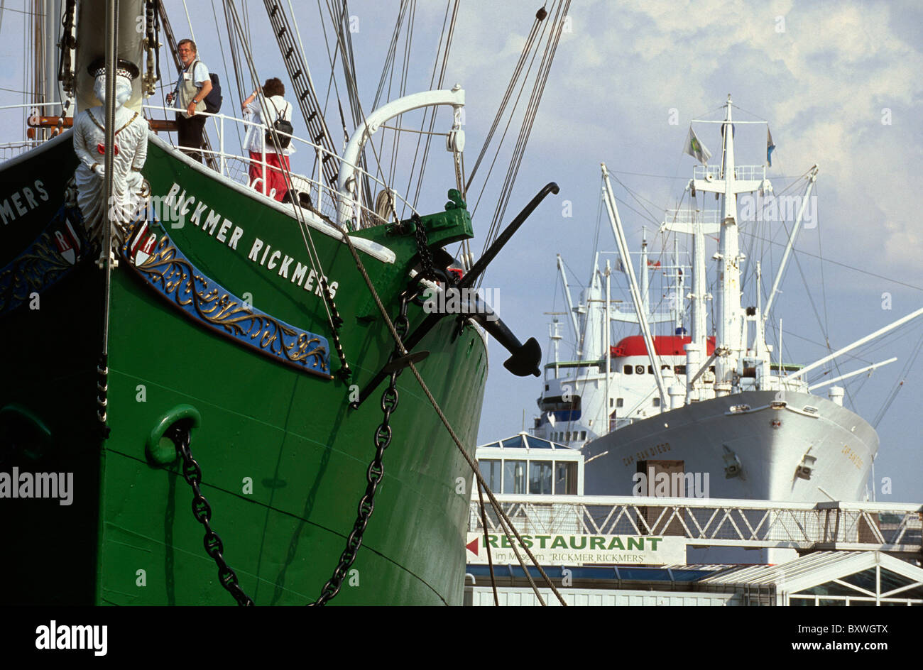 Museum-Ships Rickmer Rickmers und Cap San Diego, Hamburg, Germany Stock ...