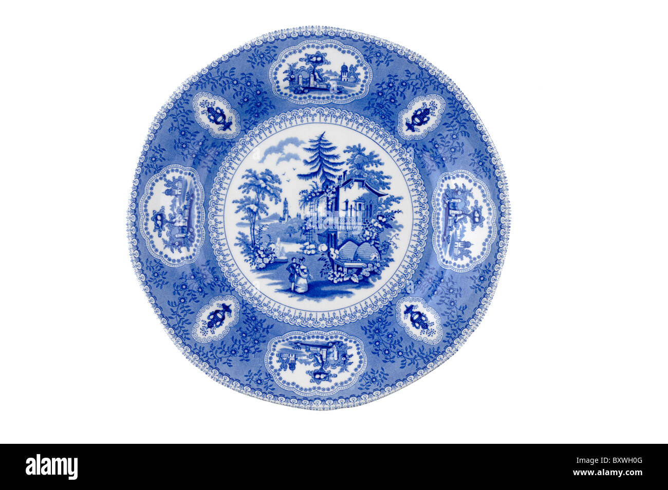 Blue and white patterned plate Stock Photo - Alamy