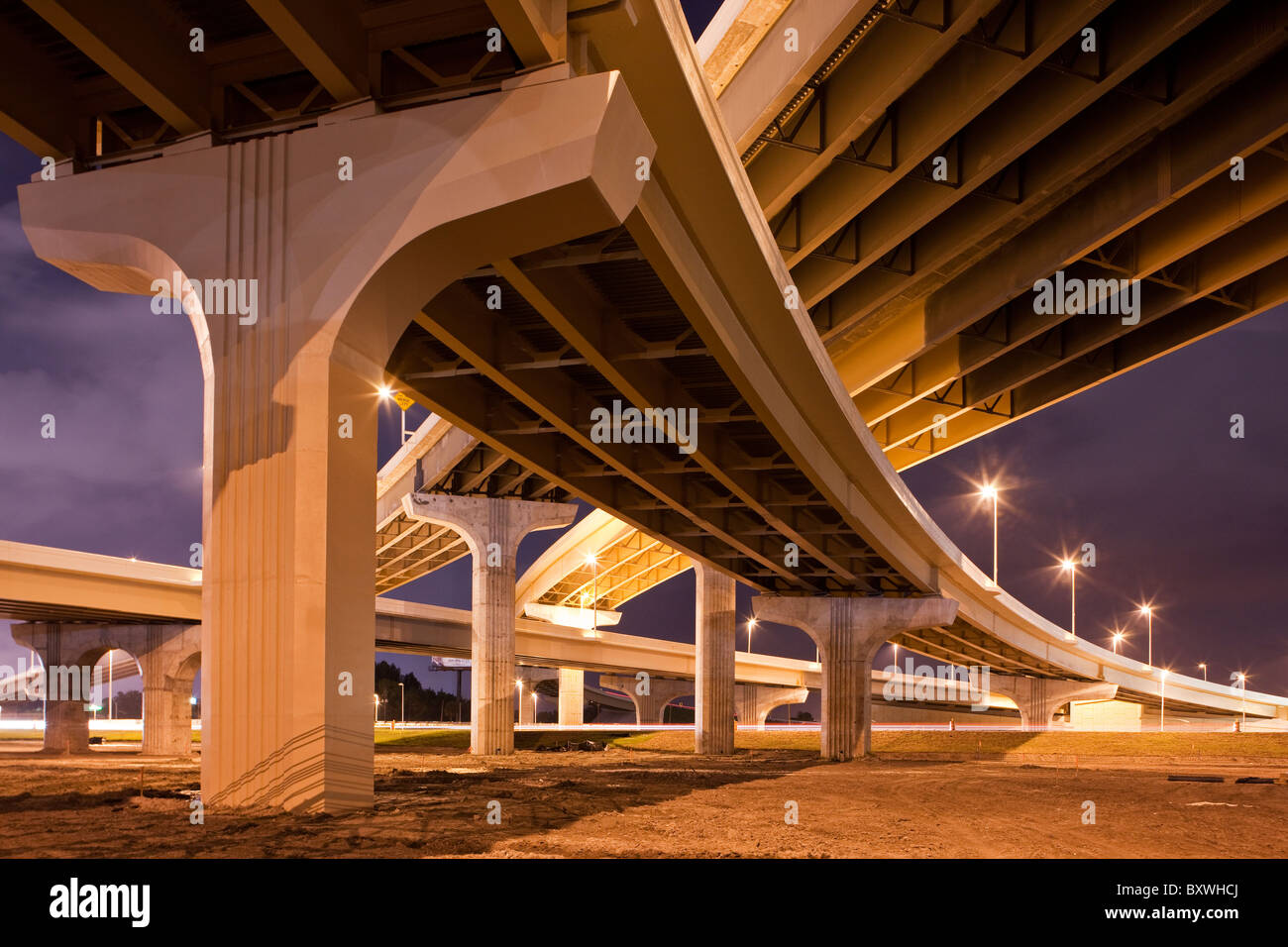 USA, Florida, Tampa, Expressway bridges near Tampa International ...