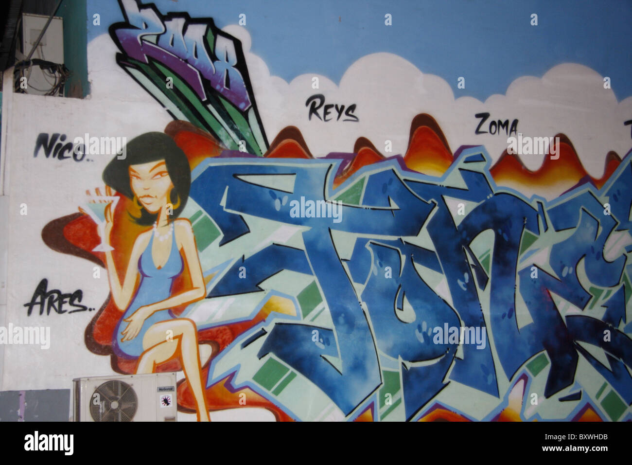 Graffiti in a tourist bar in Siem Reap, Cambodia Stock Photo - Alamy