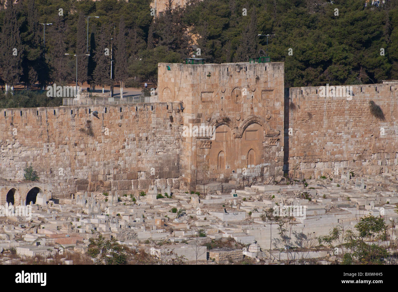 The (sealed) Golden Gate and the walls of Jerusalem Stock Photo - Alamy