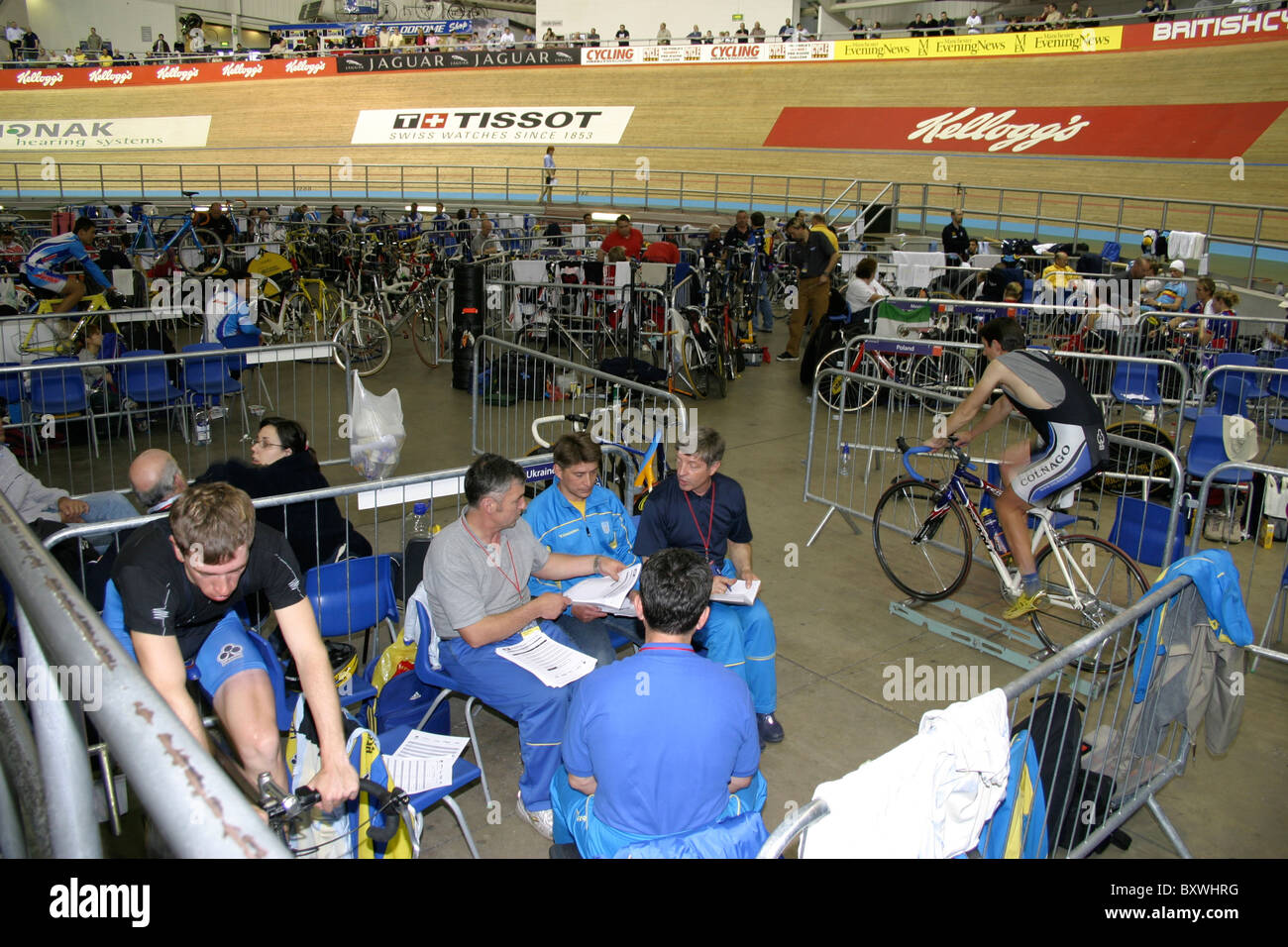 Track centre team areas Track cycle racing UCI World Cup Manchester UK ...
