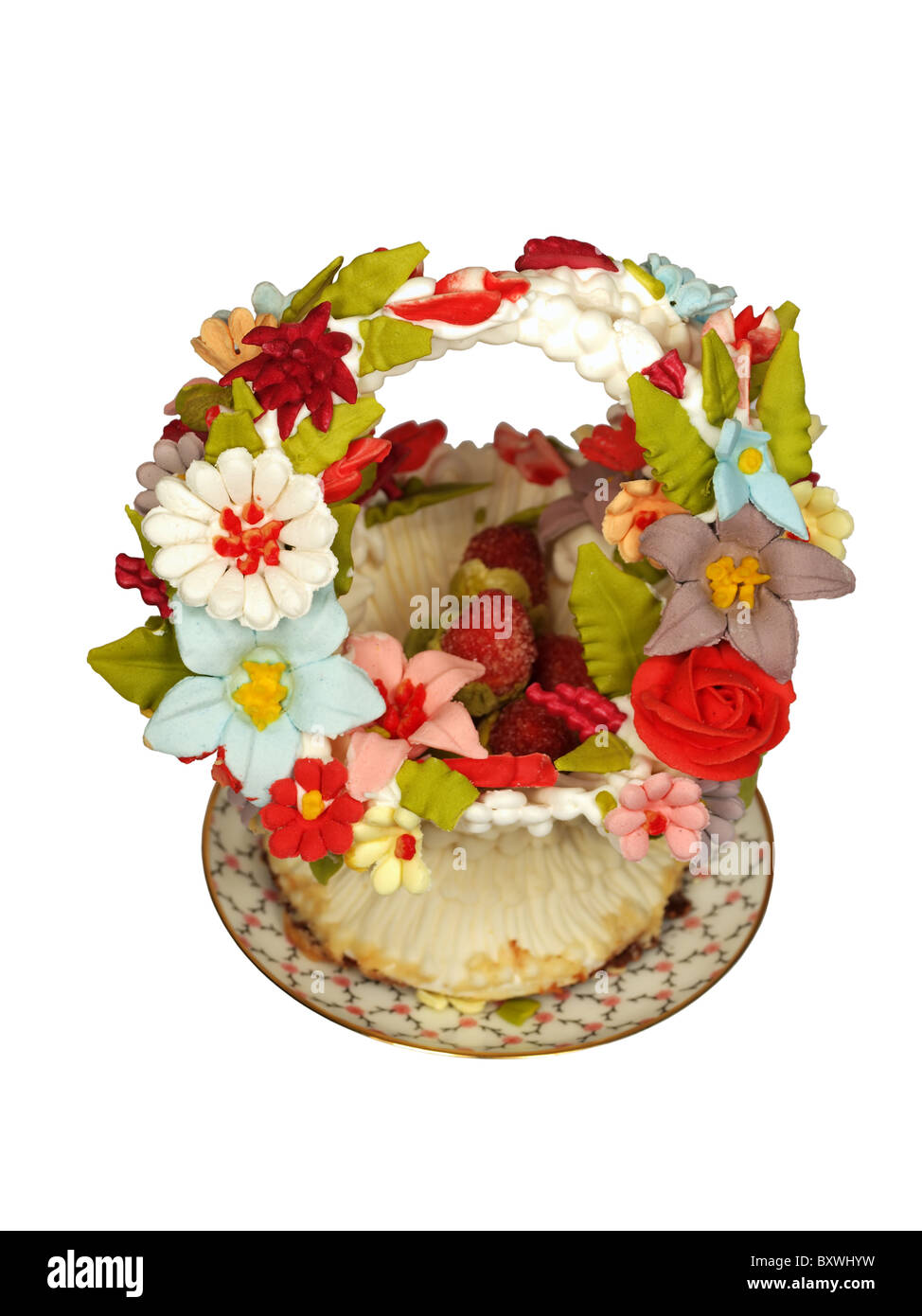 Birthday cake in the form of a basket Stock Photo - Alamy