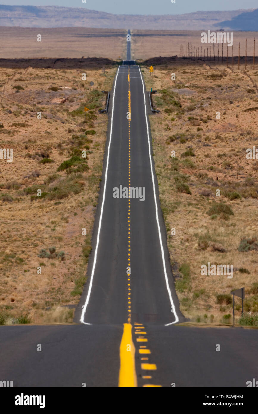USA, Arizona, Cedar Springs, Empty US 87 highway in desert Stock Photo ...