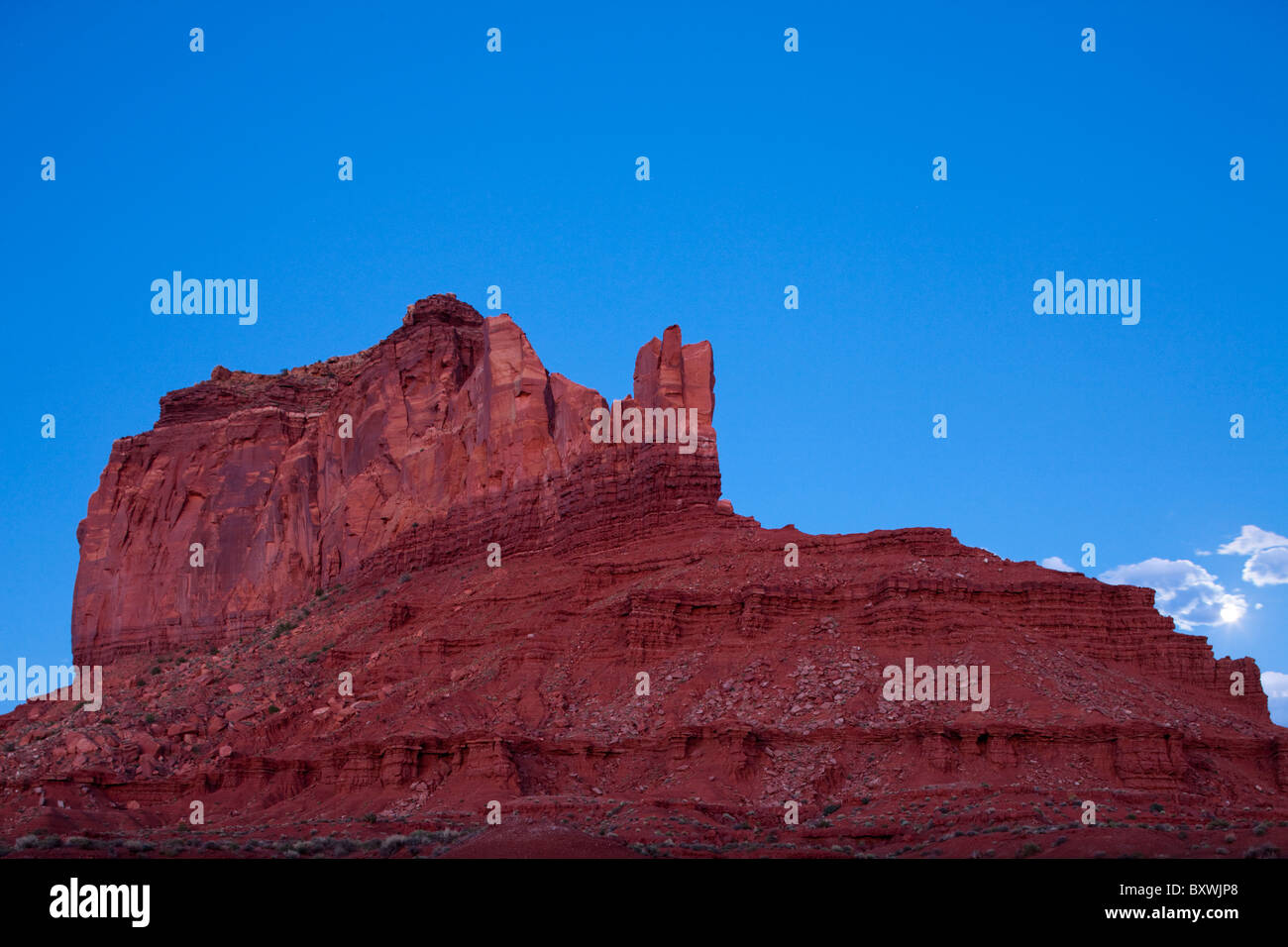 USA, Arizona, Monument Valley Navajo Tribal Park, Full moon rises ...