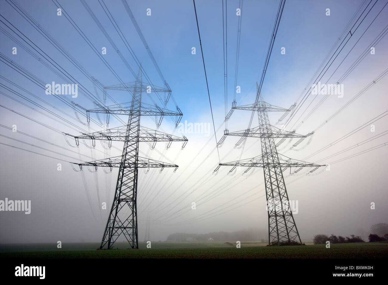 High-tension power line. Electricity Stock Photo - Alamy