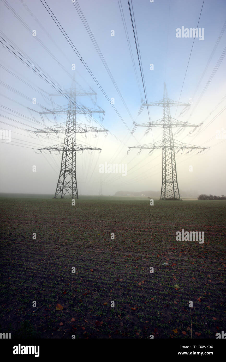 High-tension power line. Electricity Stock Photo - Alamy
