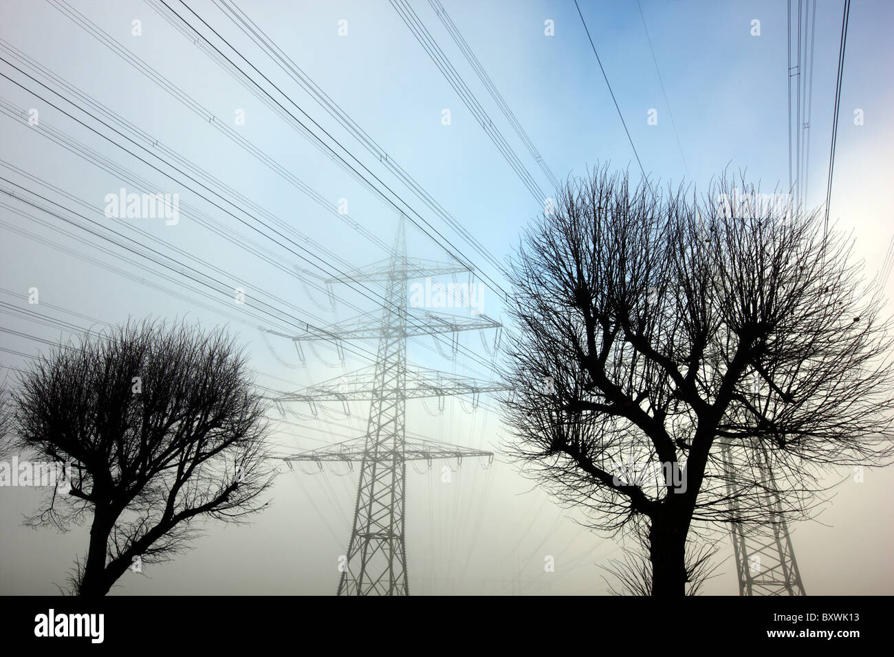 High-tension power line. Electricity Stock Photo - Alamy