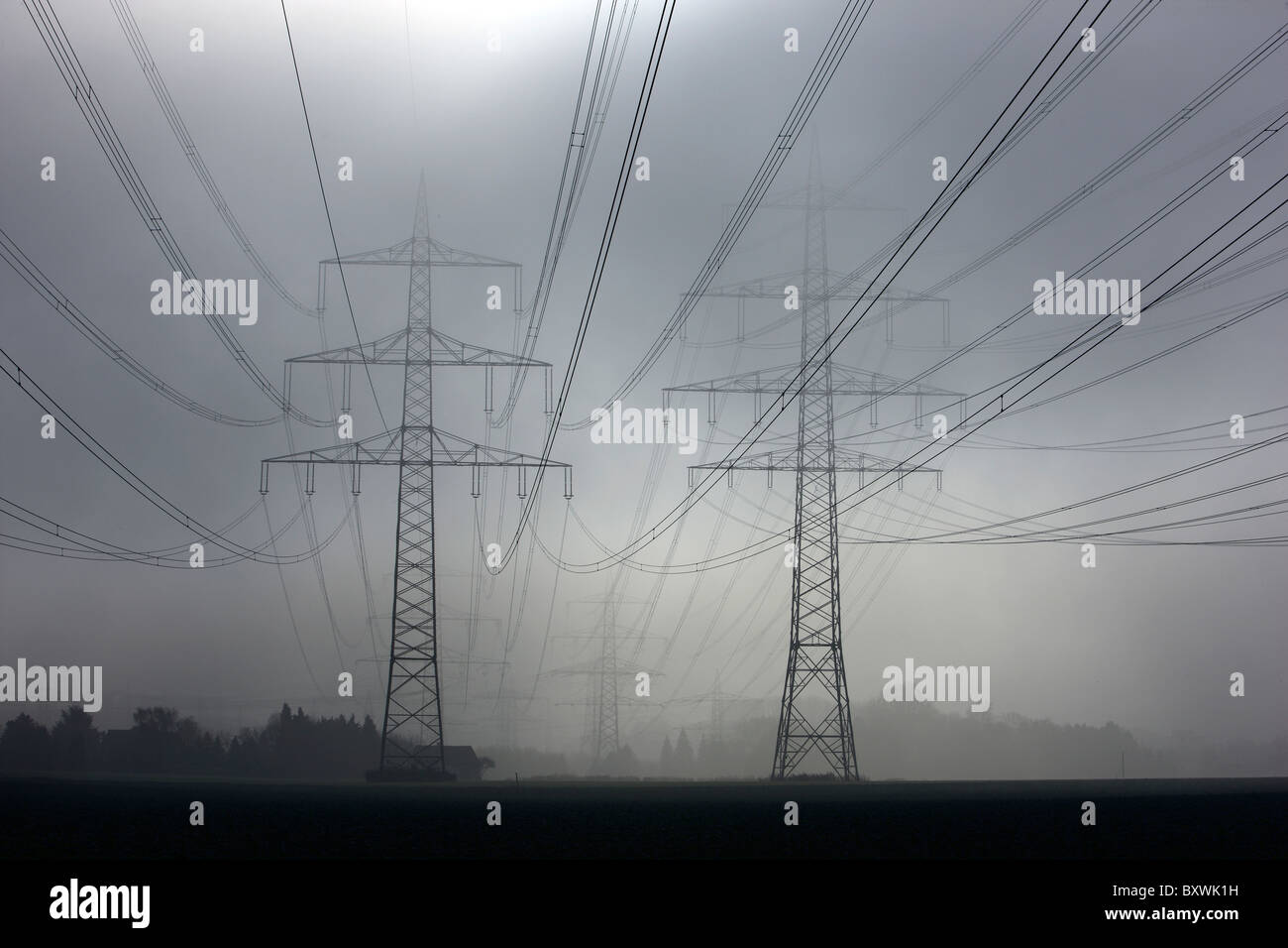 High-tension power line. Electricity Stock Photo - Alamy