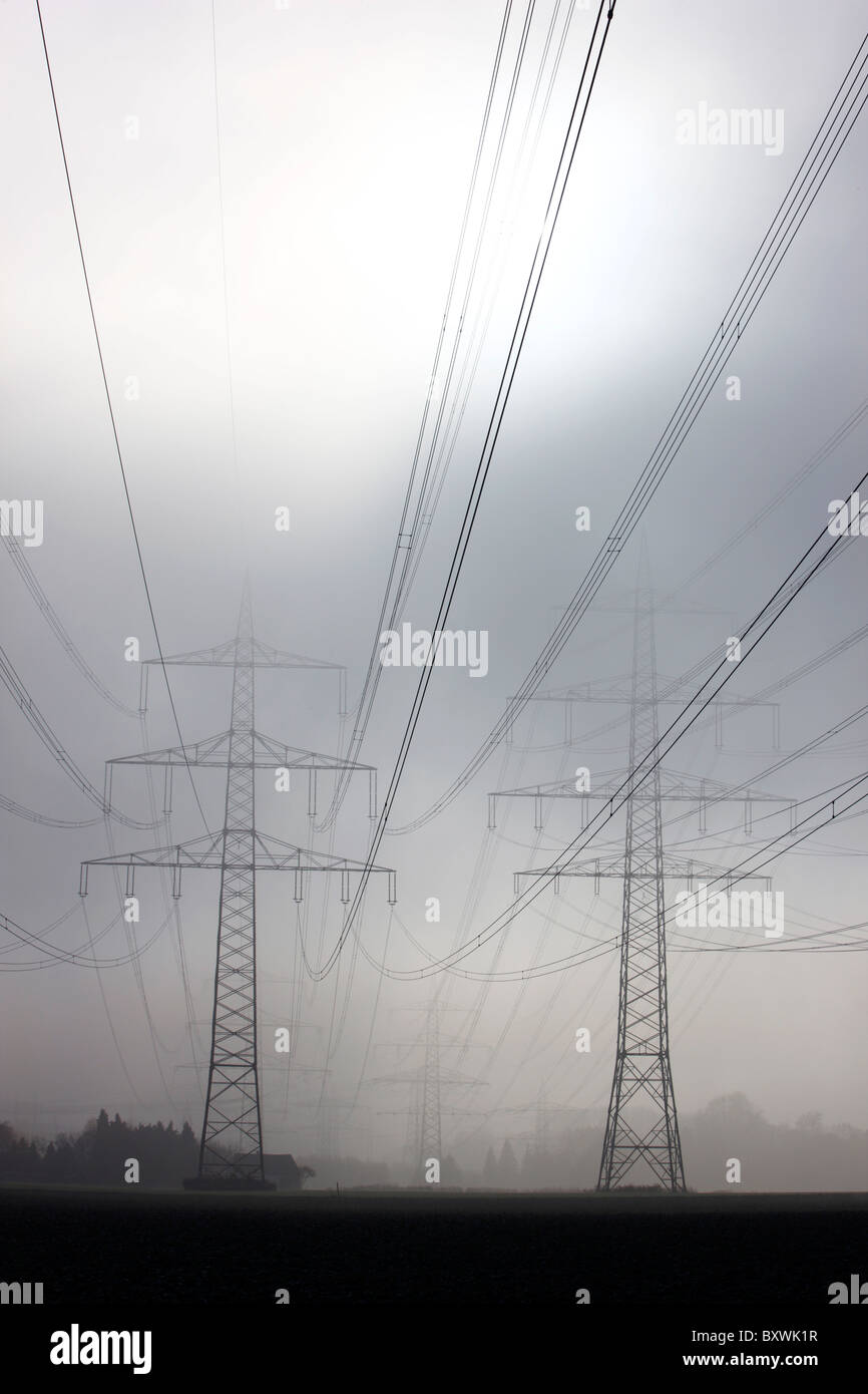 High-tension power line. Electricity Stock Photo - Alamy
