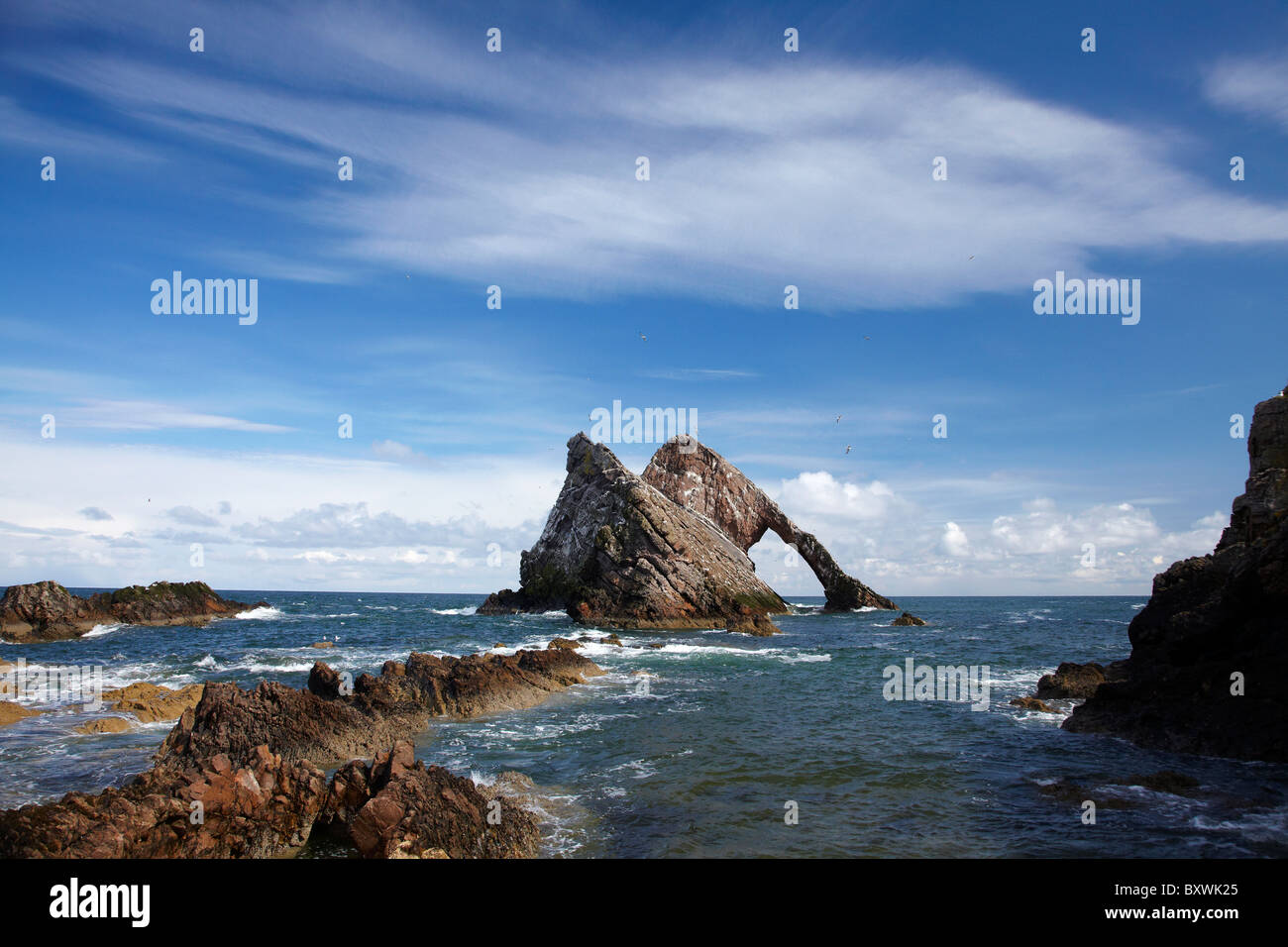 Bow Fiddle Rock, Portknockie, Moray, Scotland, United Kingdom Stock ...