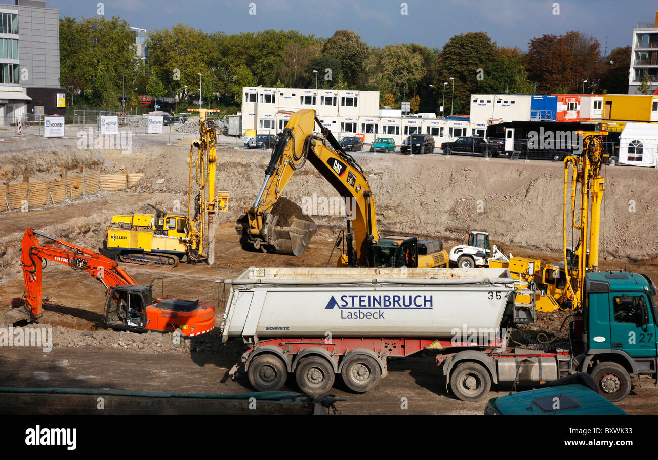 Construction site, foundation pit. Construction of an office building ...