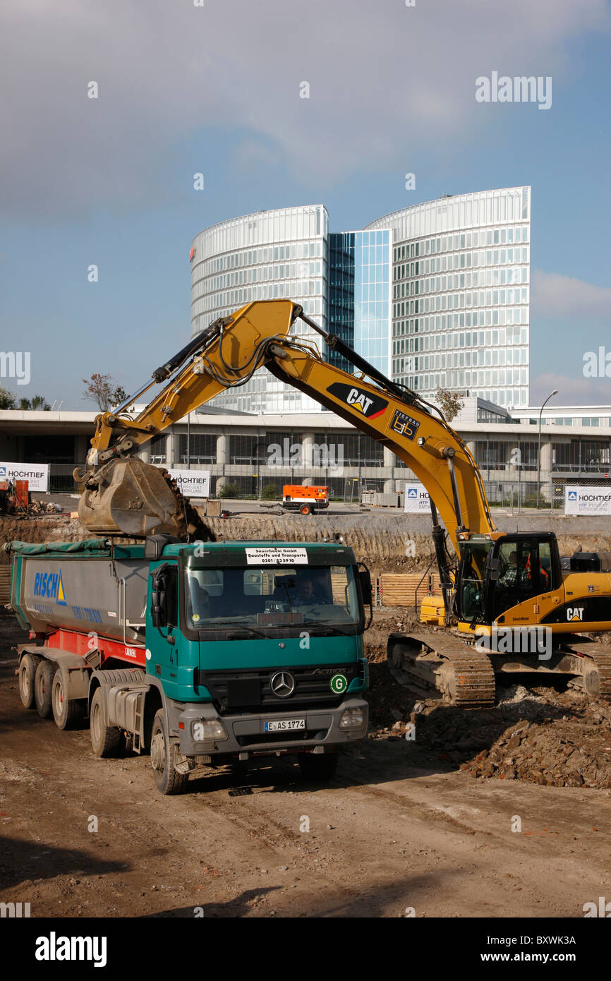 Construction site, foundation pit. Construction of an office building ...